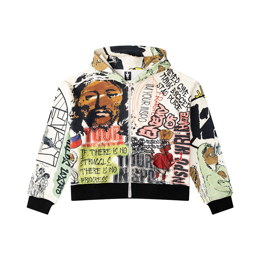 Inspo Wrld All Over Cropped Zip Up – Inspowrld.us
